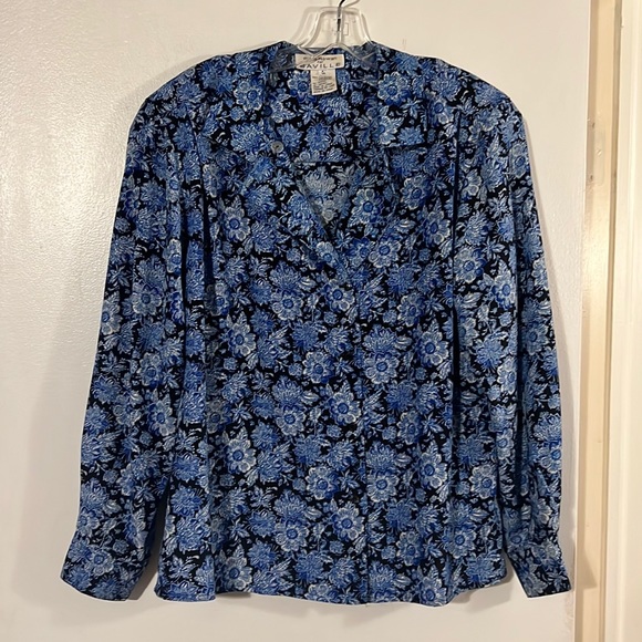 Rena Rowan | Tops | Rena Rowan For Saville Blue Floral Blouse | Poshmark
